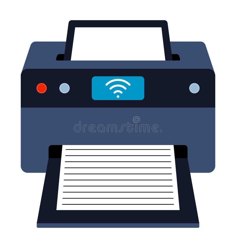 Flat Icon. Wireless Inkjet Printer Perspective Front View. Printing ...