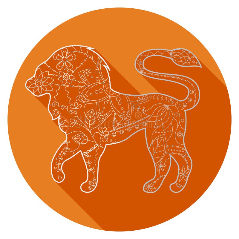 Flat Icon of Zodiac Sign Leo Stock Vector - Illustration of vector ...