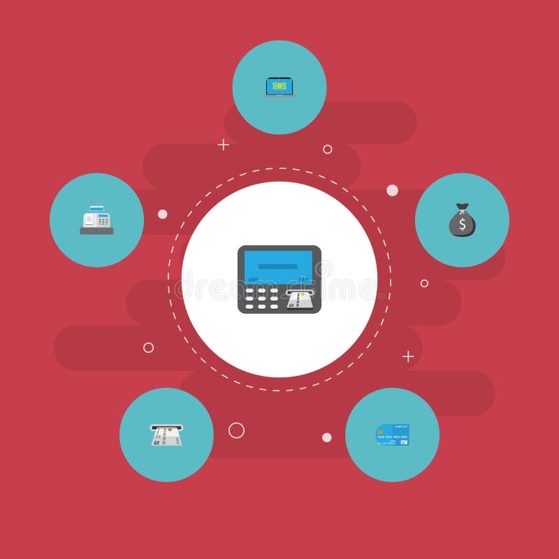 Flat Icons Atm, Teller Machine, Finance Sack and Other Vector Elements ...