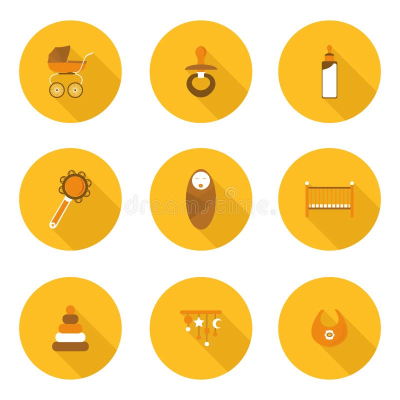 Flat icons baby stock vector. Illustration of care, clothes - 65310422
