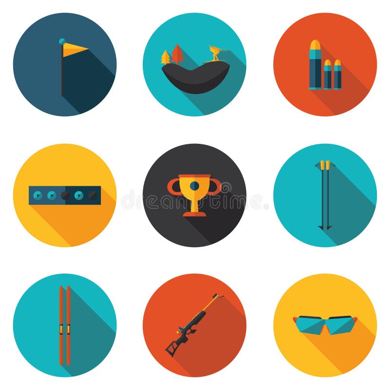 Flat icons biathlon stock illustration. Illustration of target - 64080656