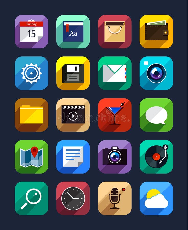 Vector flat UI icons stock vector. Illustration of card - 34541741