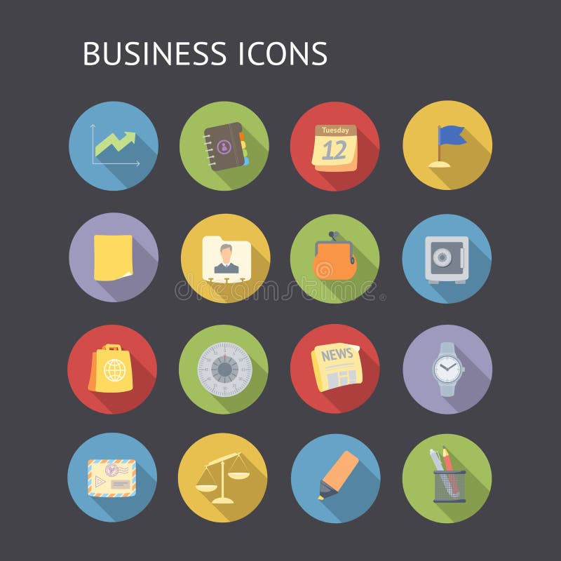 Flat Icons for Business and Finance Stock Vector - Illustration of ...