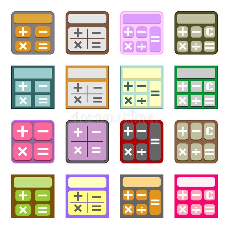 Calculator Icon Set in Colour Stock Illustration - Illustration of ...