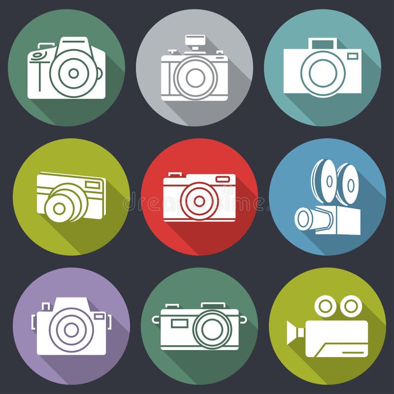 Flat Icons for Camera and Shadow,vector Illustrations Stock Vector ...