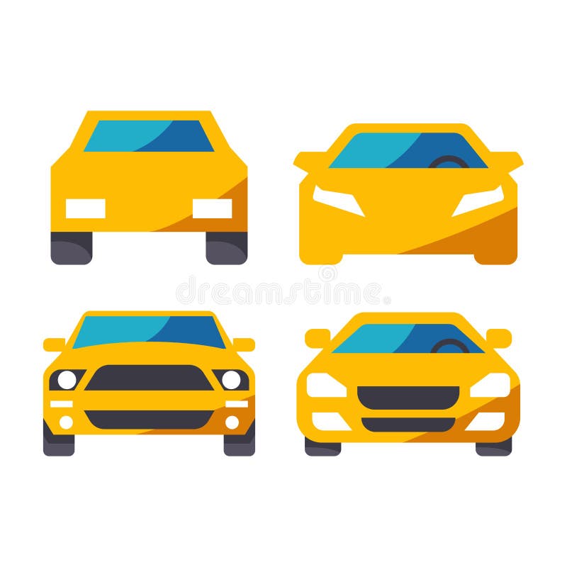 Flat Icons for Car,transportation,yellow Color,vector Illustrations ...