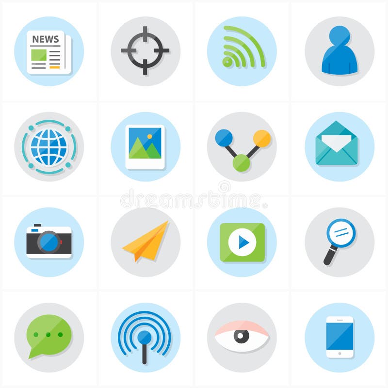 Flat Icons Communication and Web Icons Vector Illustration Stock Vector ...