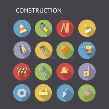 Flat Icons for Construction Stock Vector - Illustration of vector, symbol: 34648475