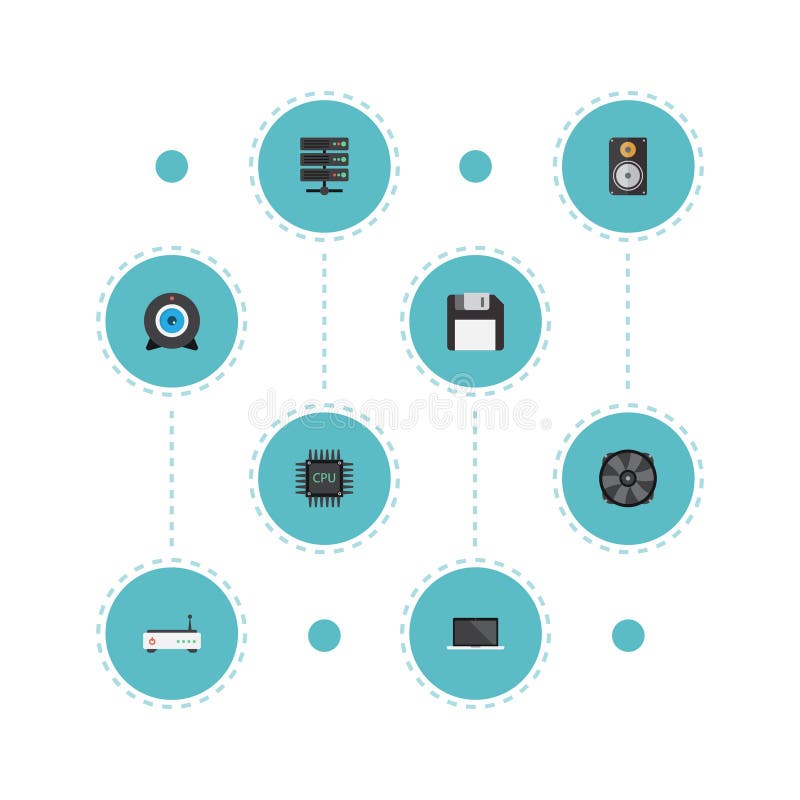Datacenter Flat Icons Set stock vector. Illustration of isolated - 77573291