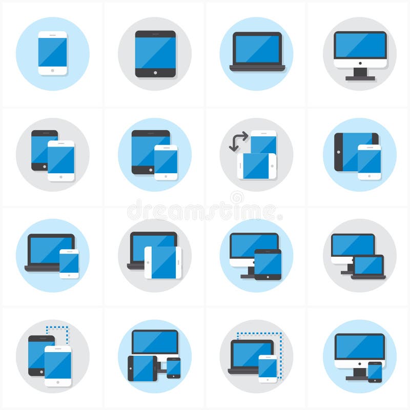 Flat Icons Device Icons and Responsive Web Design Icons Vector ...