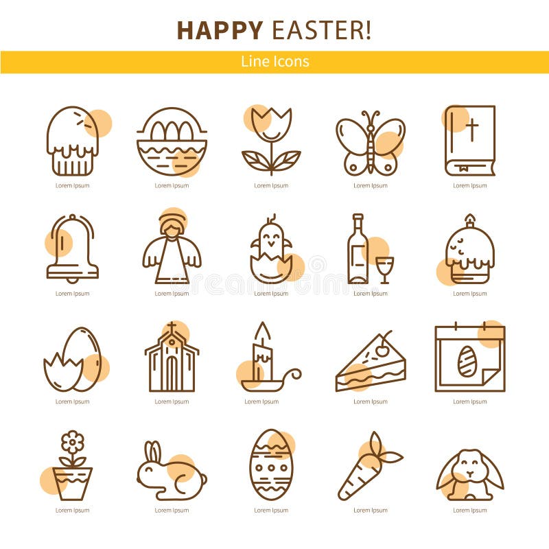 Flat icons Easter stock vector. Illustration of traditional - 89621185