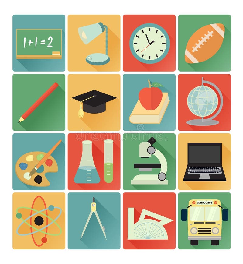 Education Flat Icons Set stock vector. Illustration of college - 42497456