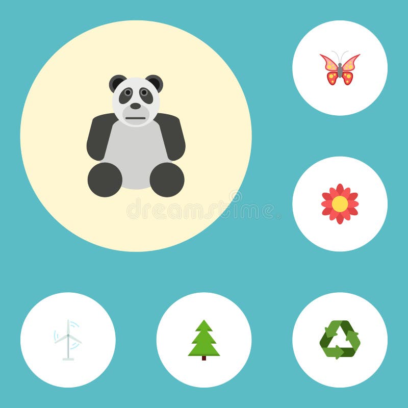 Flat Icons Electric Mill, Tree, Blossom and Other Vector Elements. Set ...