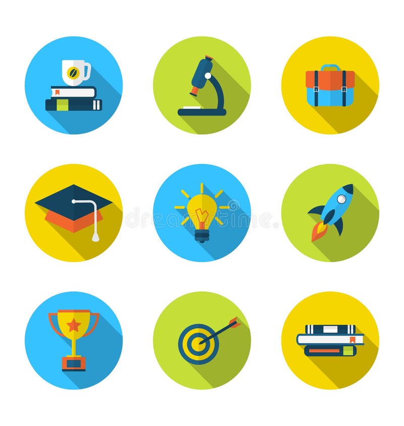 Flat Icons of Trendy Everyday Objects, Office Supplies and Business ...