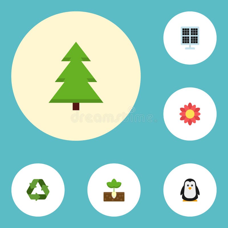 Flat Icons Emperor, Sprout, Sun Power and Other Vector Elements. Set of ...