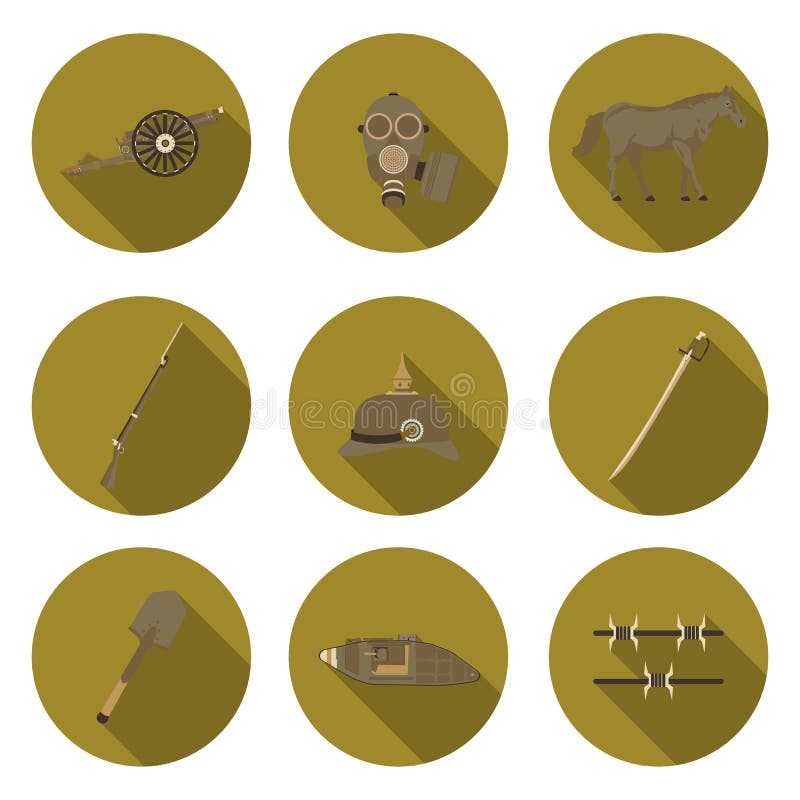 Flat Icons the First World War Stock Illustration - Illustration of ...