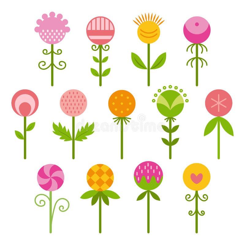 Flat icons of flowers. stock vector. Illustration of season - 88169738