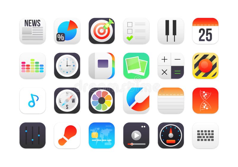 Flat Icons Gradient Style with Rounded Corners Stock Vector ...