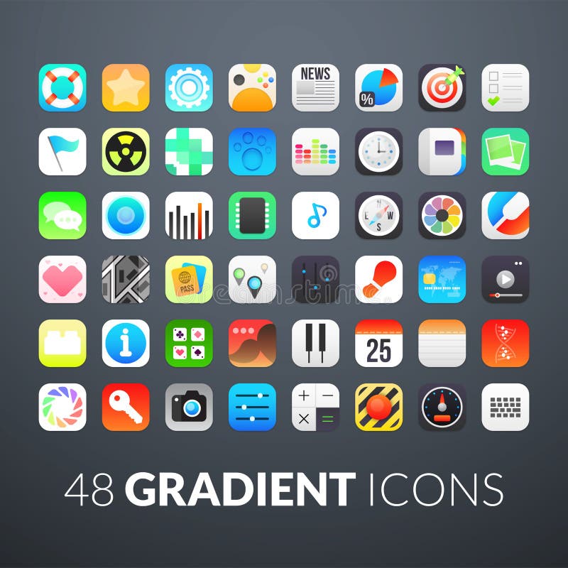 Flat Icons Gradient Style with Rounded Corners Stock Vector ...