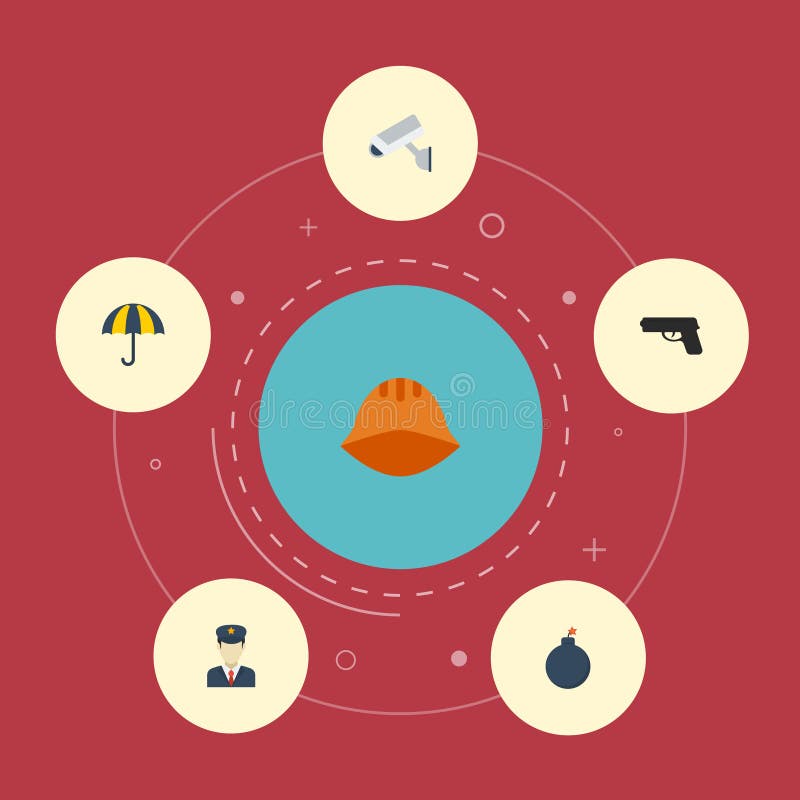 Flat Icons Gun, Explosive, Camera and Other Vector Elements. Set of ...