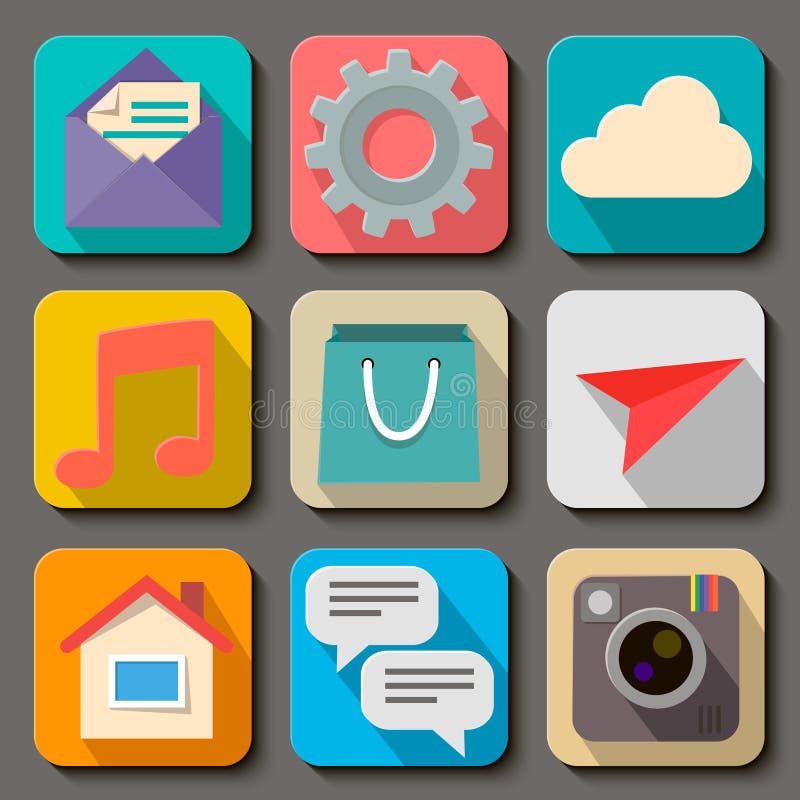 Flat Icons stock vector. Illustration of group, concepts - 45190490