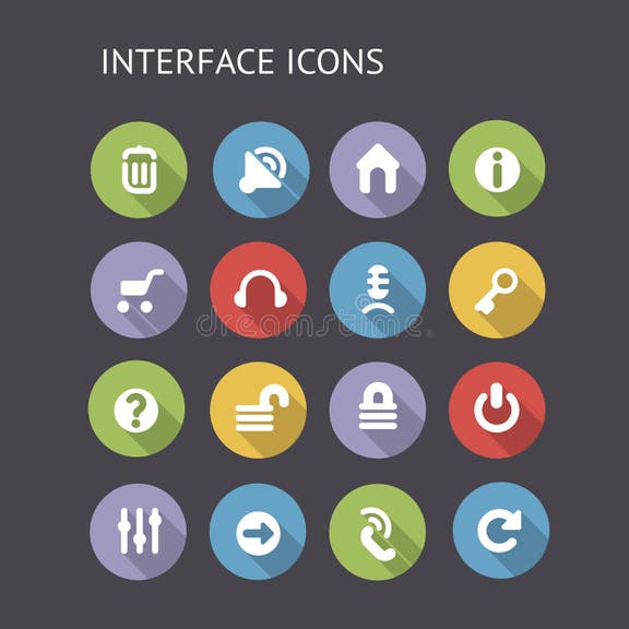 Flat Icons for Interface stock vector. Illustration of info - 34648443