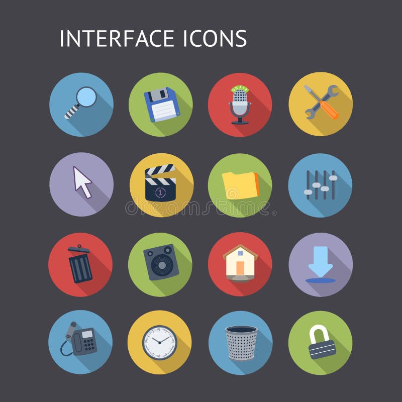 Flat Icons for Interface stock vector. Illustration of clapper - 38860852