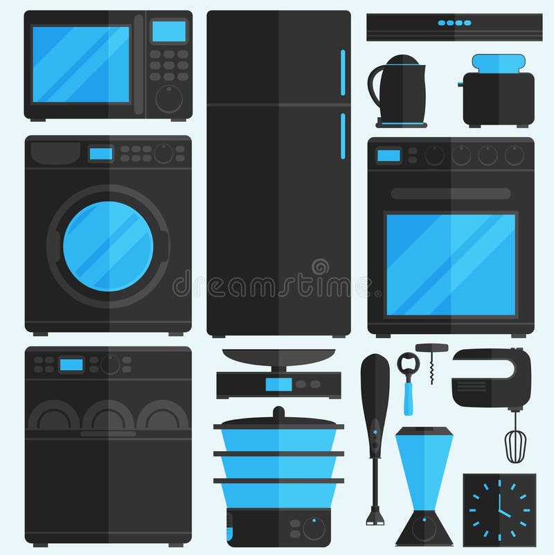 Flat Icons for Kitchen Appliances. Stock Vector - Illustration of icons ...