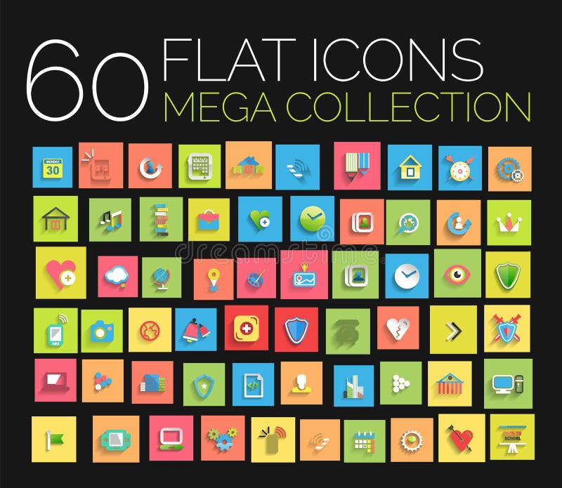 Flat icons mega collection stock vector. Illustration of mobile - 42935125