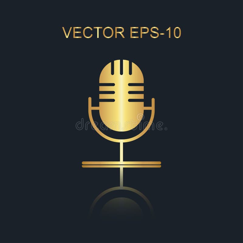 Flat Icons for Microphone,Gold Color,vector Illustrations Stock Vector ...