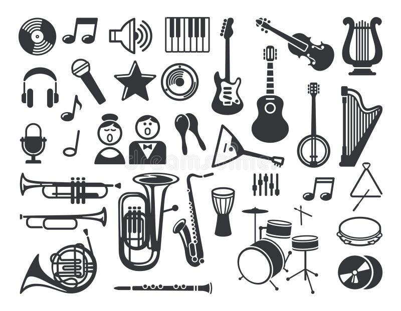 Set of musical icons stock vector. Illustration of microphone - 105227597