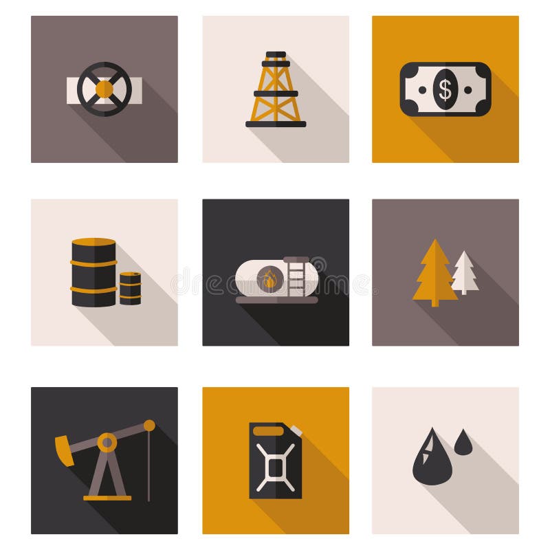 Flat Icons Oil in Vector Format. Stock Illustration - Illustration of ...