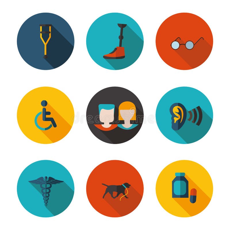 People with Disabilities, Visual Impairment Cartoon Character Set, Flat ...