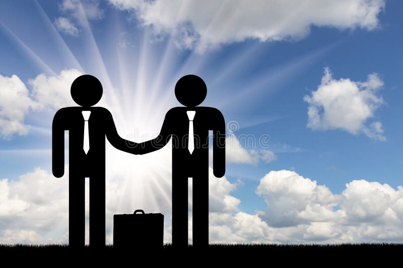 Flat Icons People Press the Hand Against the Sky. Stock Photo - Image ...