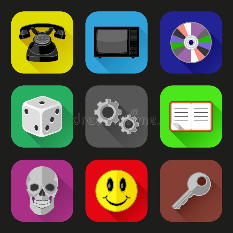 Flat Icons and Pictograms Set Stock Vector - Illustration of pictogram ...