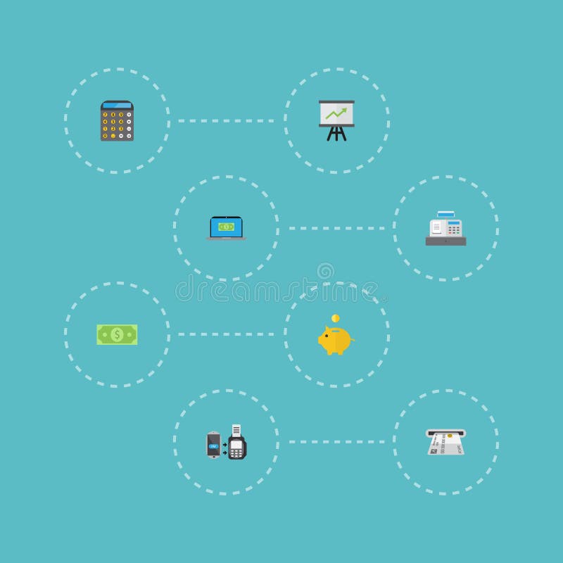 Flat Icons Remote Paying, Computer, Till and Other Vector Elements. Set ...