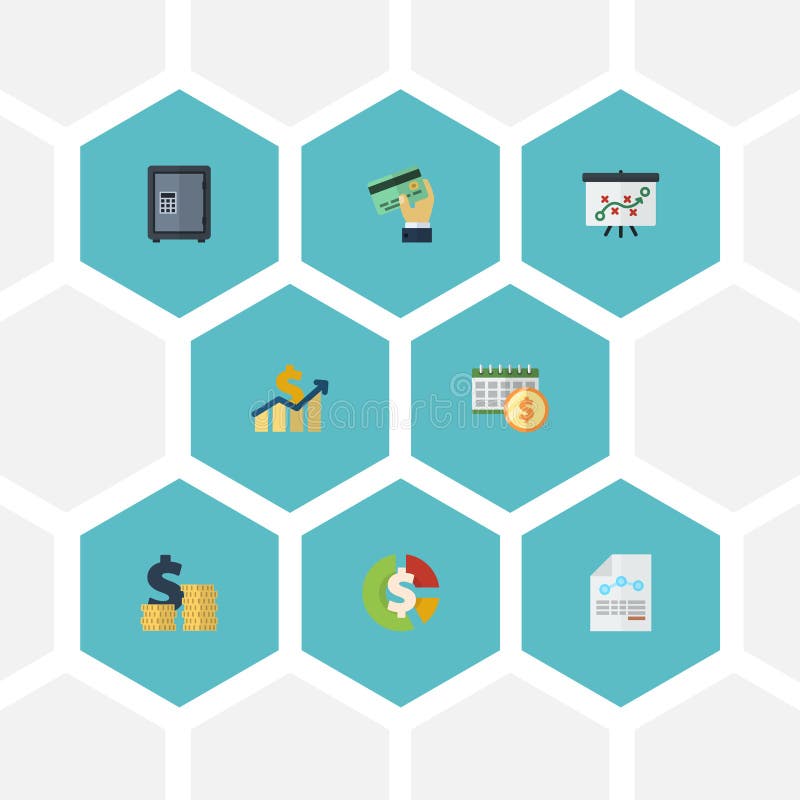 Flat Icons Safe, Net Income, Deadline and Other Vector Elements. Set of ...