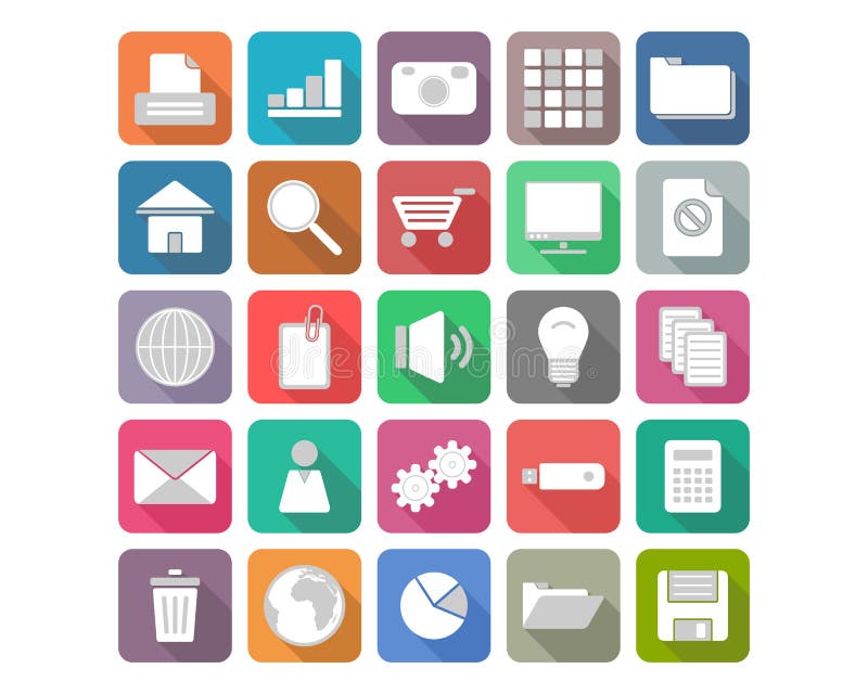 Flat icons set stock vector. Illustration of document - 42893519