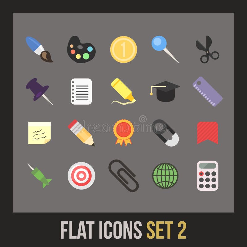 Flat icons set 2 stock vector. Illustration of color - 35982504