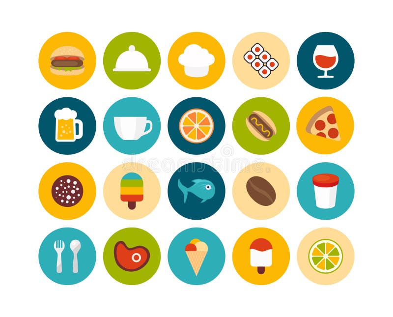 Flat icons set 6 stock vector. Illustration of food, fast - 44790664