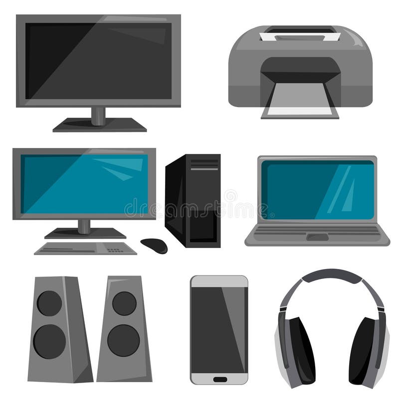Flat icons set gadgets stock vector. Illustration of electronics - 98881641