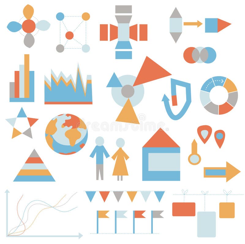 Flat Icons Set - Infographic Stock Vector - Illustration of globe ...