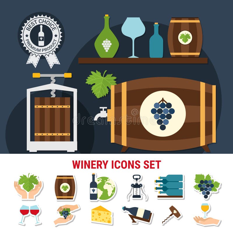 Wine Flat Set Stock Vector Illustration Of Elements 56439997