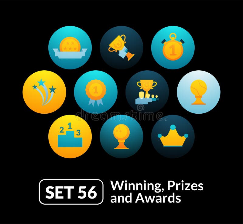 Flat Icons Set 56 - Winning, Prizes and Awards Stock Vector ...