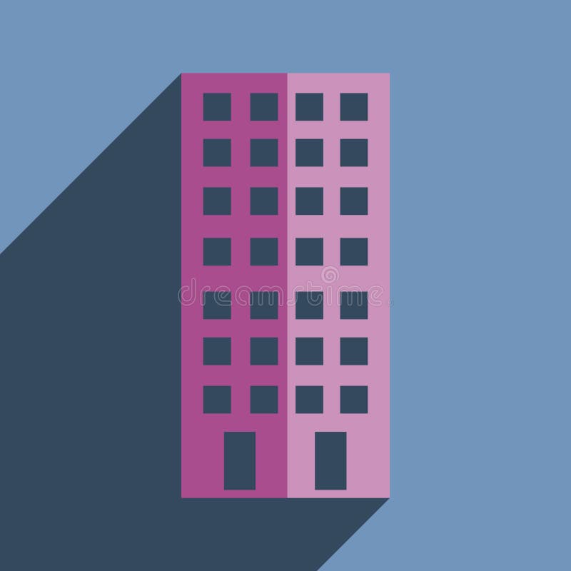 Flat Icons with Shadow of Building Stock Vector - Illustration of ...