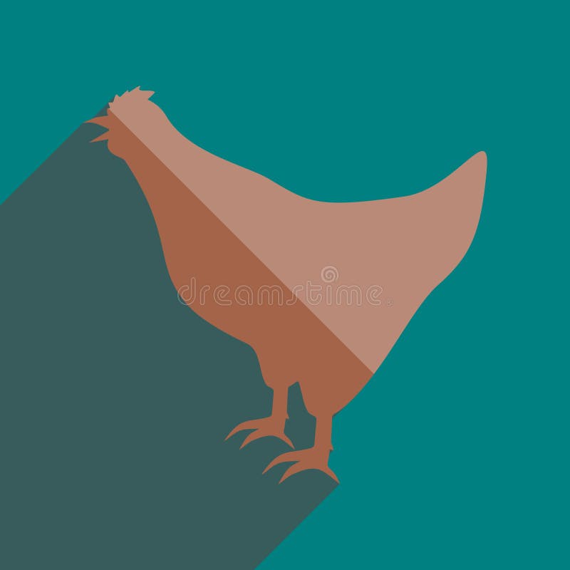 Flat Icons with Shadow of Hen Stock Vector - Illustration of sign, tail ...