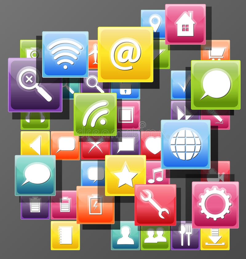 504 Icons with shadow stock vector. Illustration of data - 29535235