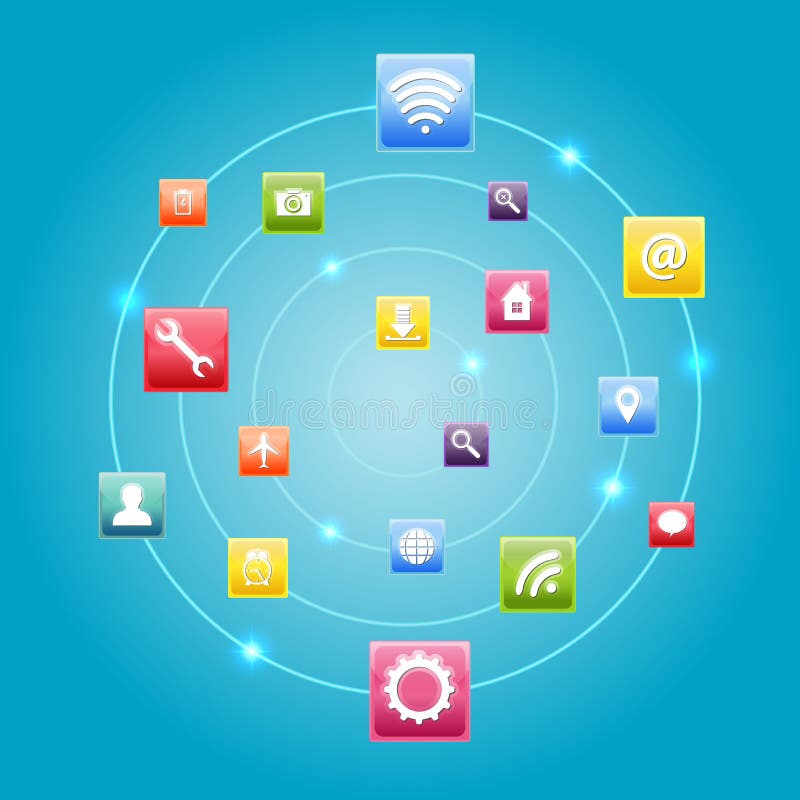 Flat Icons with shadow stock vector. Illustration of credit - 60663245