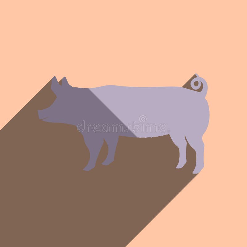 Flat Icons with Shadow of Pig Stock Vector - Illustration of tribal ...