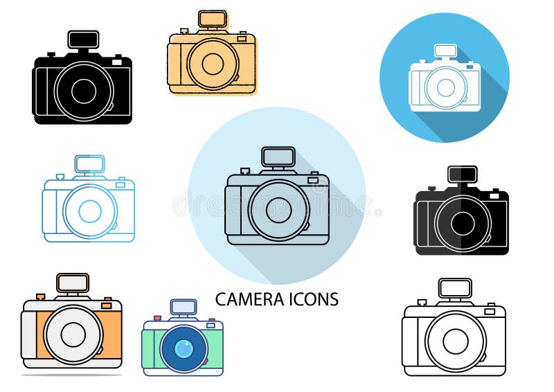 Flat Icons,solid Icons,thin Line Icons for Camera,vector Illustrations ...